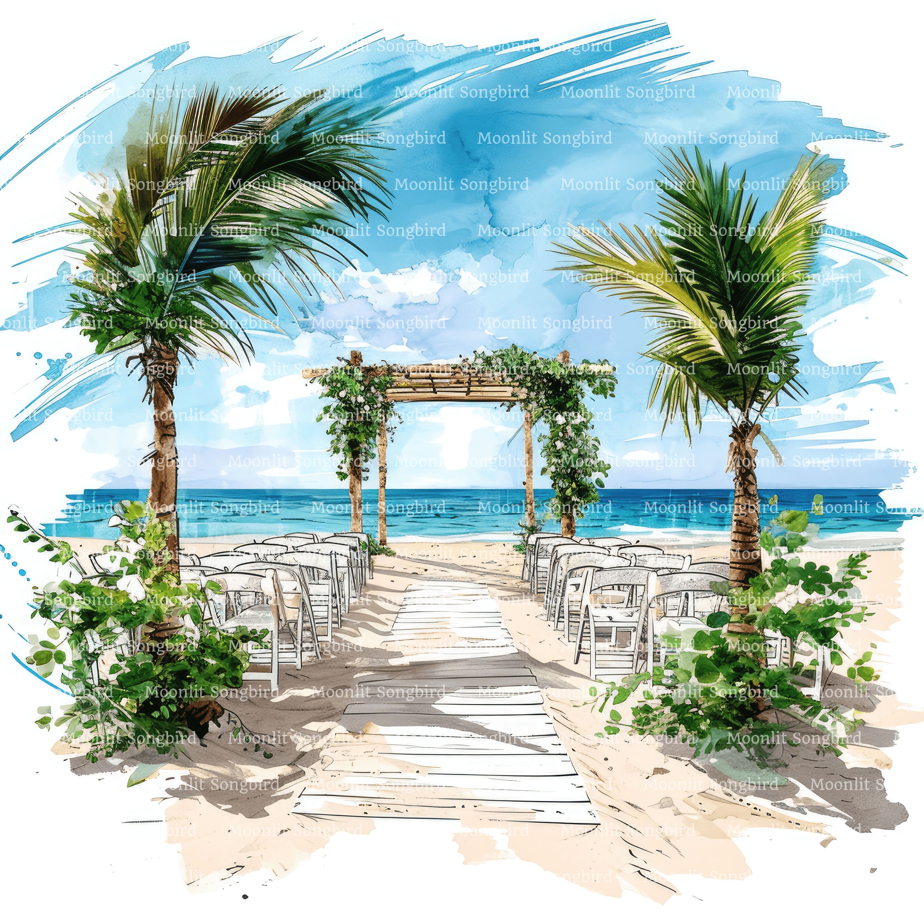 10 Beach Wedding Venue Clipart, Digital Download, Printable Watercolor ...