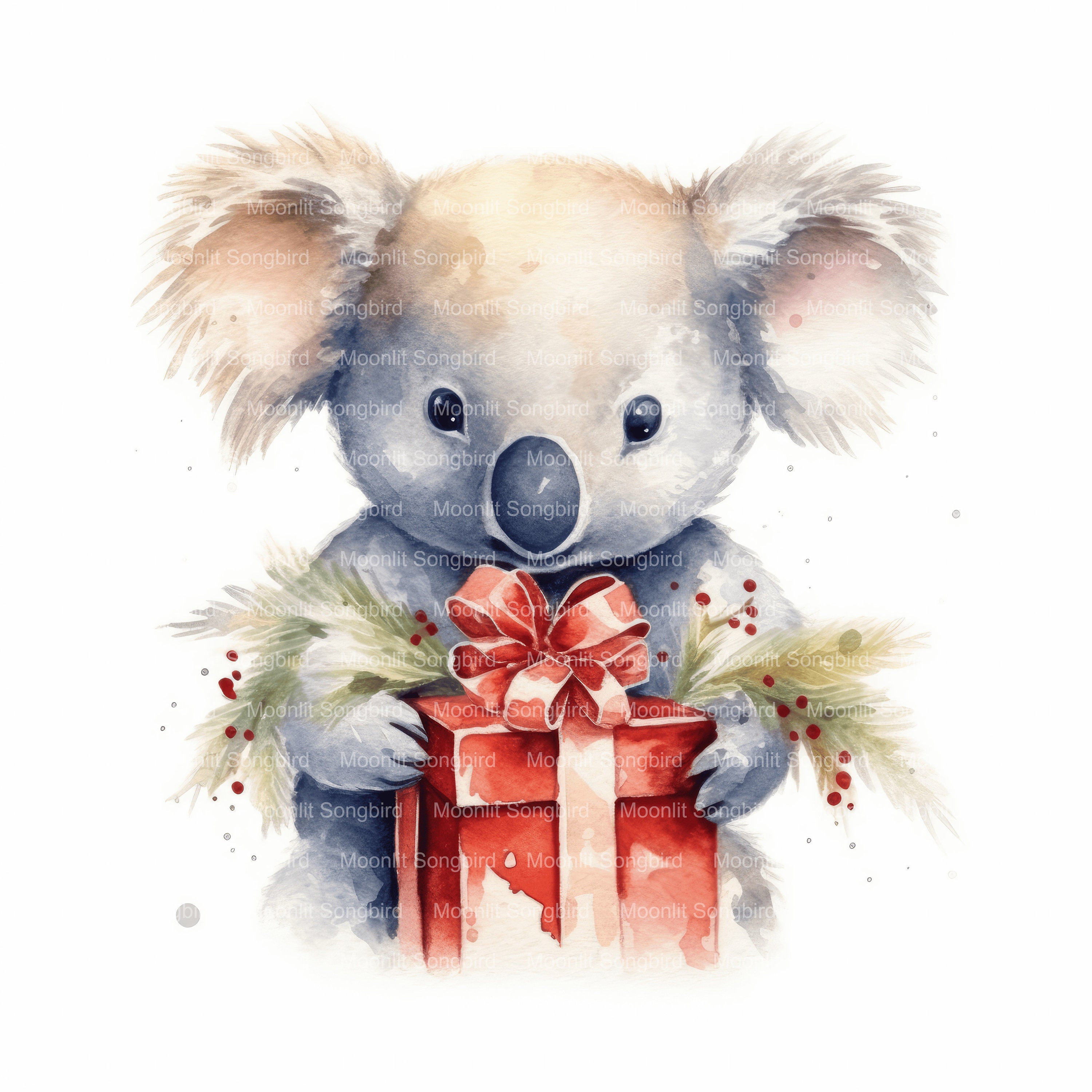 12 Christmas Koala Clipart, Digital Download, Printable Watercolor ...