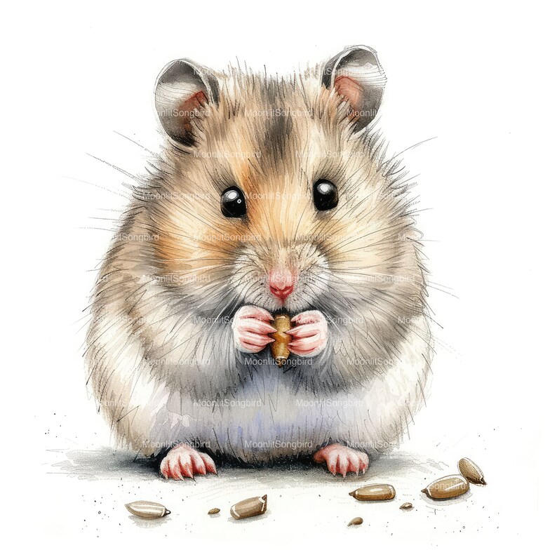 10 Hamster Eating Sunflower Seeds Clipart, Digital Download, Printable ...