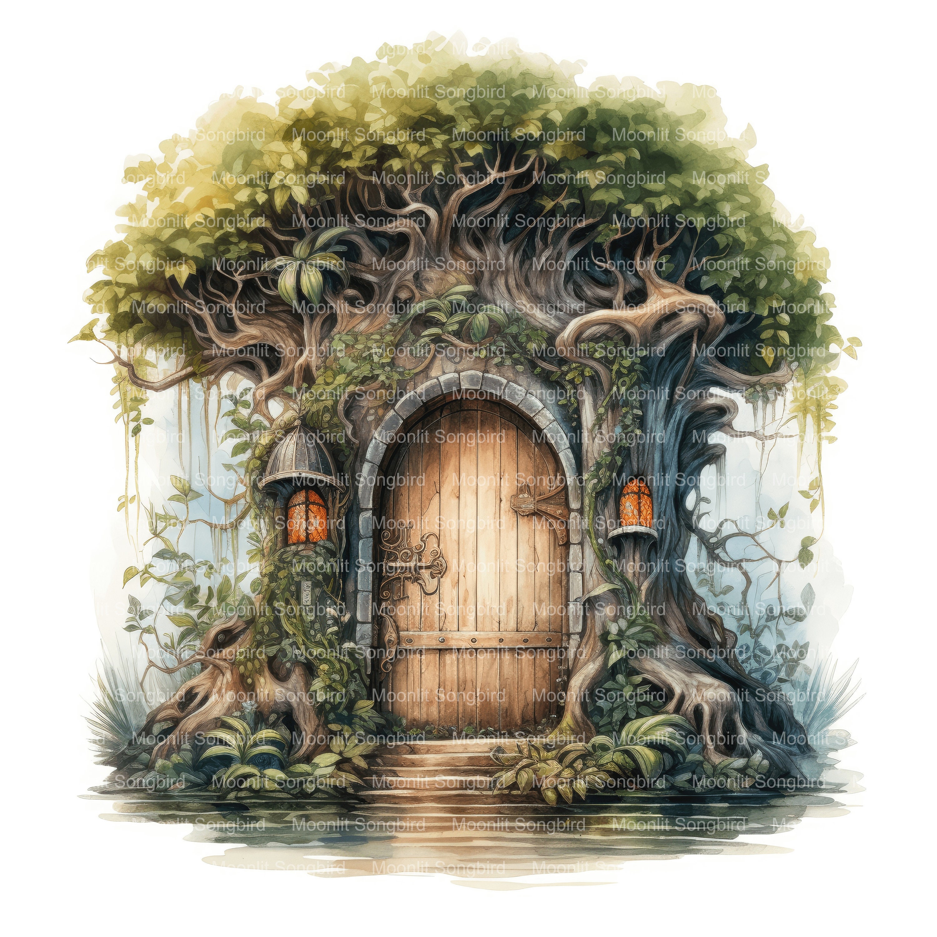 11 Magical Fairy Doors Clipart, Digital Download, Printable Watercolor ...