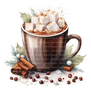 10 Hot Chocolate With Marshmallows Clipart, Digital Download, Printable ...