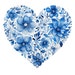 16 Blue Floral Hearts Clipart, Digital Download, Printable Watercolor ...