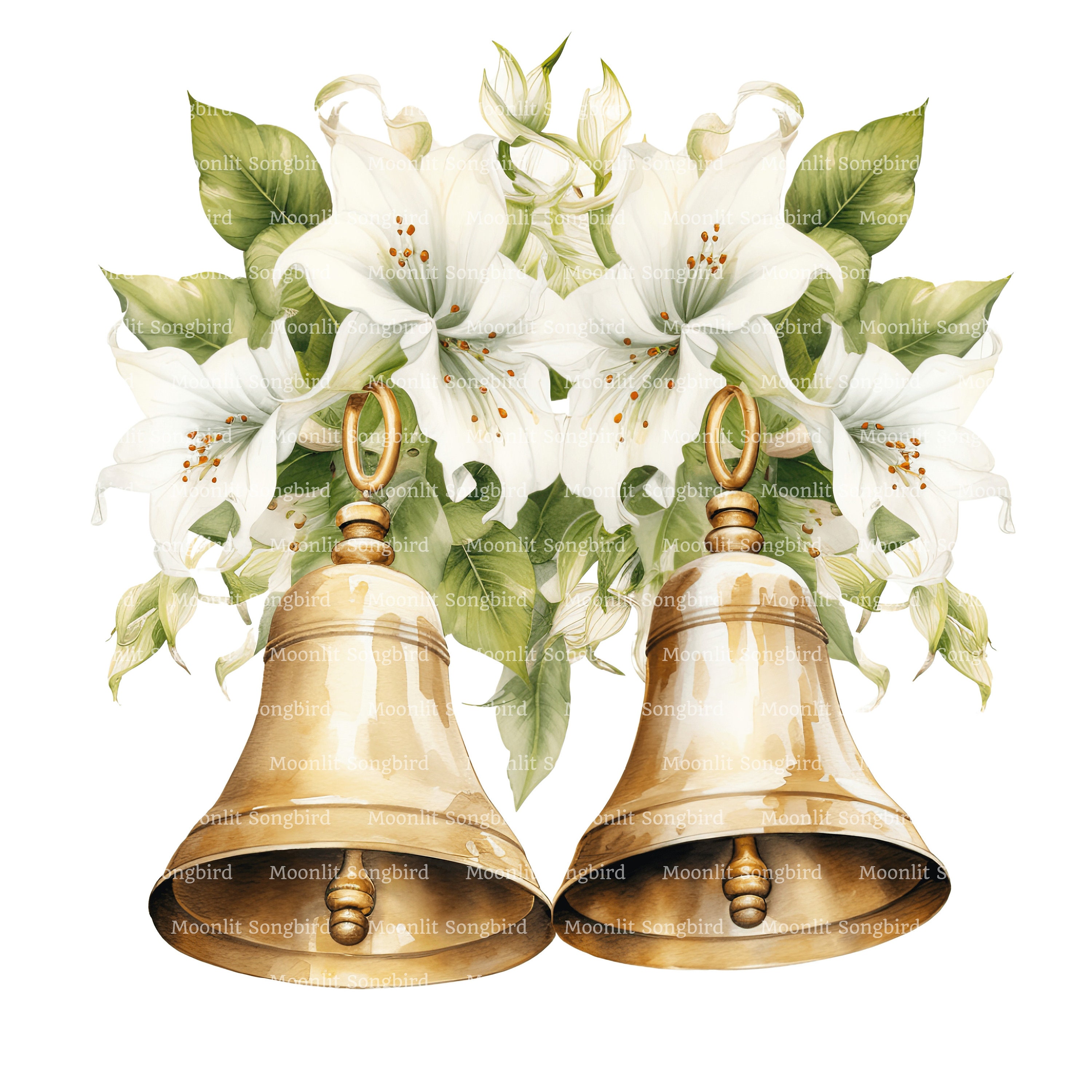 14 Wedding Bells and Flowers Clipart, Digital Download, Printable ...