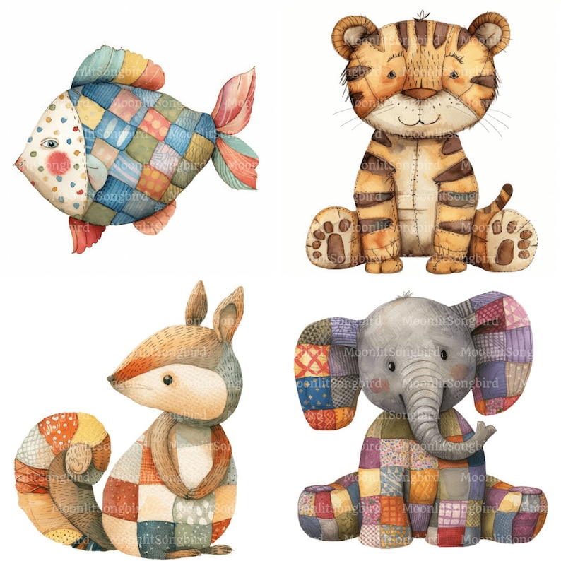 25 Patchwork Animals Clipart (images Only!) Digital Download, Printable ...