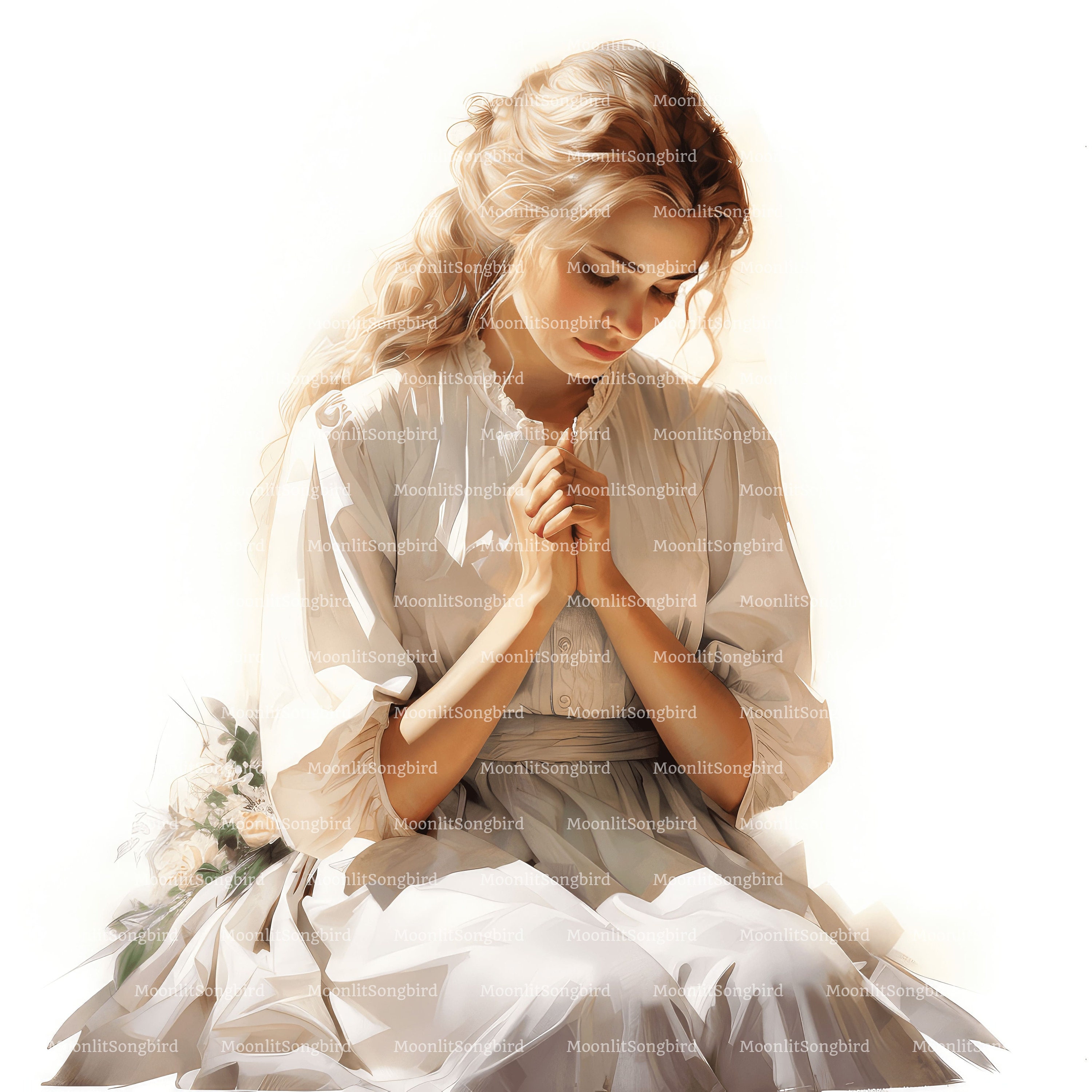 12 Woman Praying Clipart, Digital Download, Printable Watercolor ...