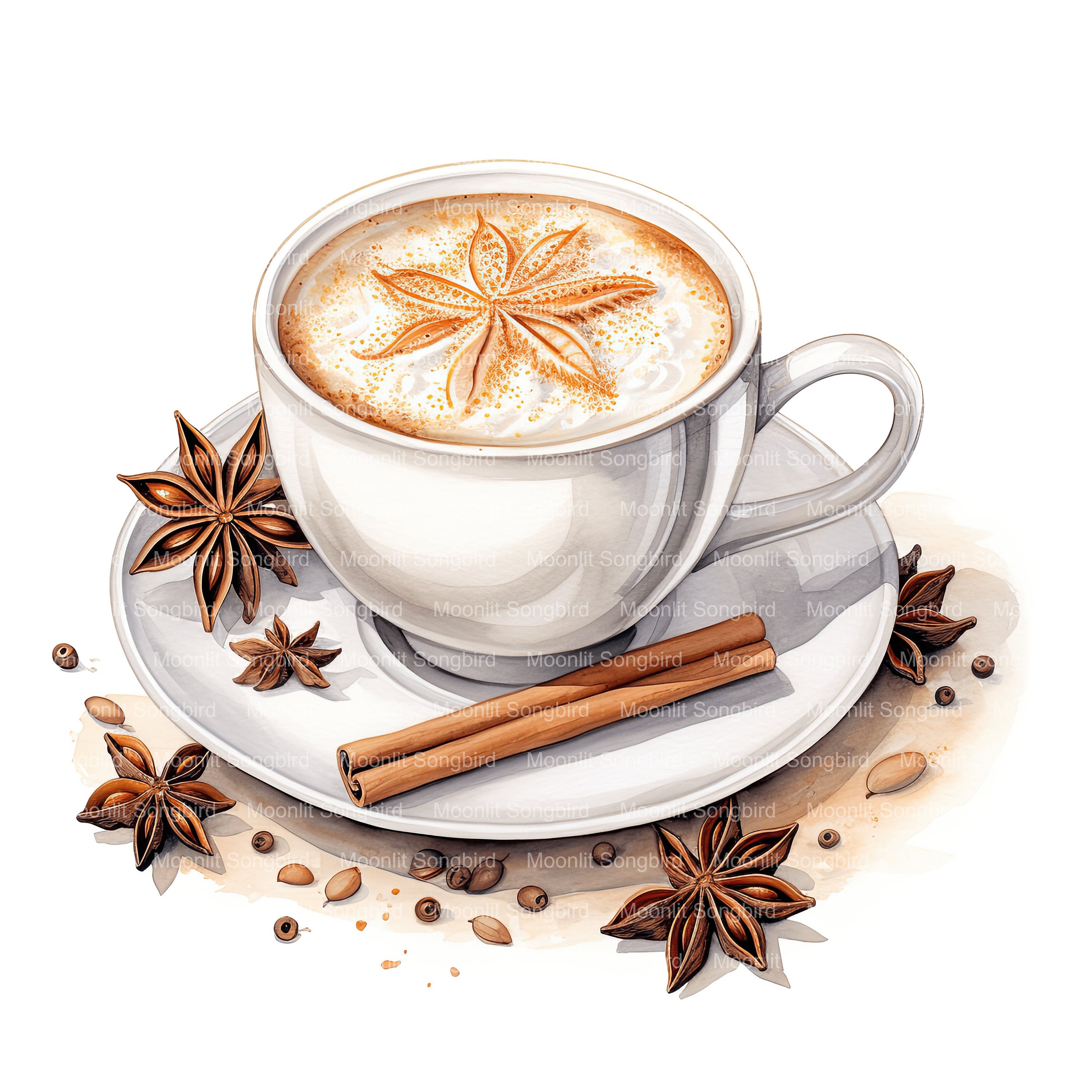 14 Chai Latte Clipart, Digital Download, Printable Watercolor Drinks ...