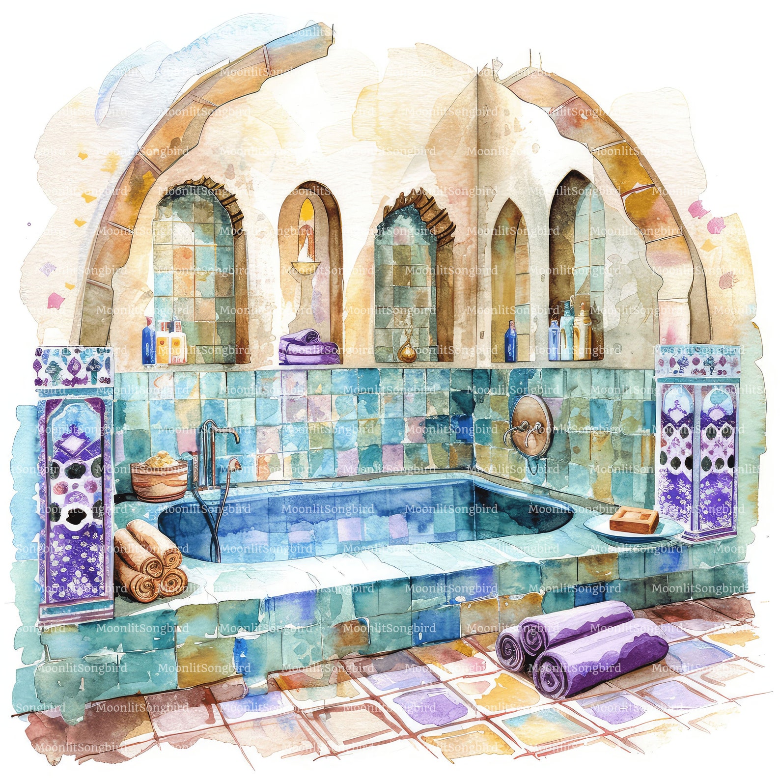 14 Hammam Clipart, Digital Download, Printable Watercolor Clipart ...