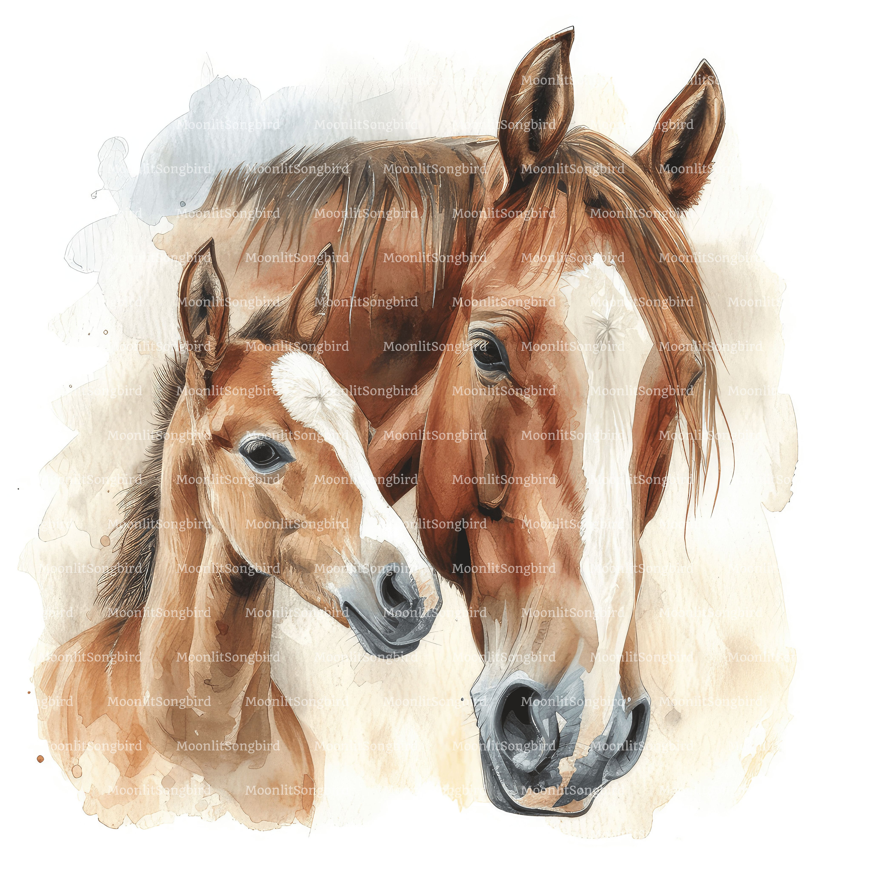 10 Mother Horse and Foal Clipart, Digital Download, Printable ...