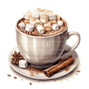 10 Hot Chocolate With Marshmallows Clipart, Digital Download, Printable ...