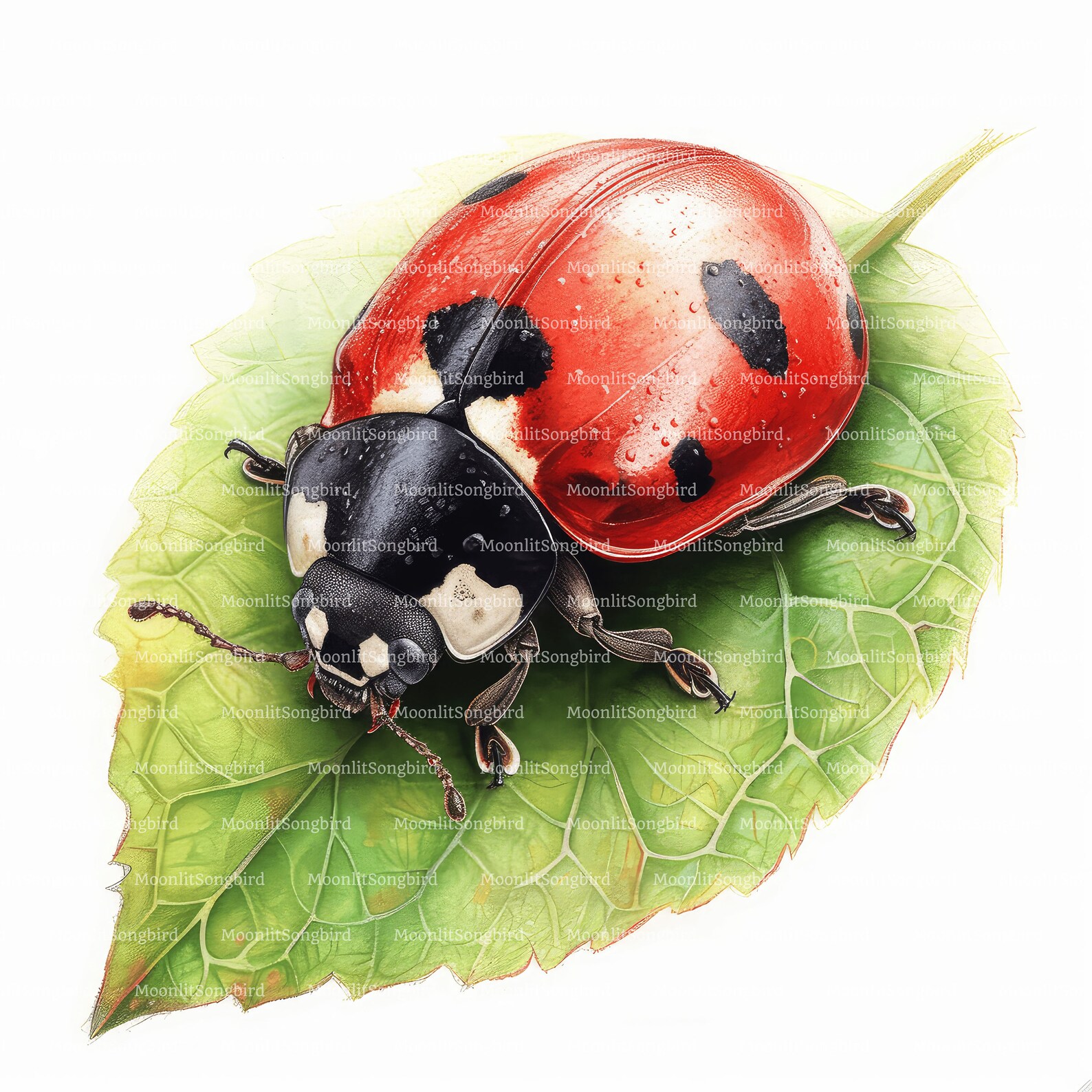 10 Ladybug on Leaf Clipart, Digital Download, Printable Watercolor ...