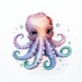 8 Pastel Octopus Clipart, Digital Download, Printable Cute Watercolor ...
