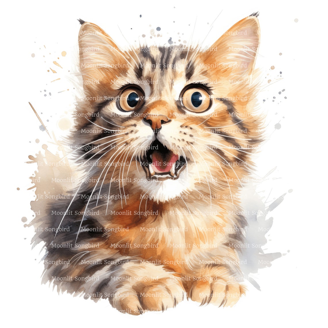 15 Surprised Cats Clipart, Digital Download, Printable Watercolor ...