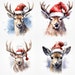 12 Deer With Santa Hat Clipart Digital Download Printable - Etsy