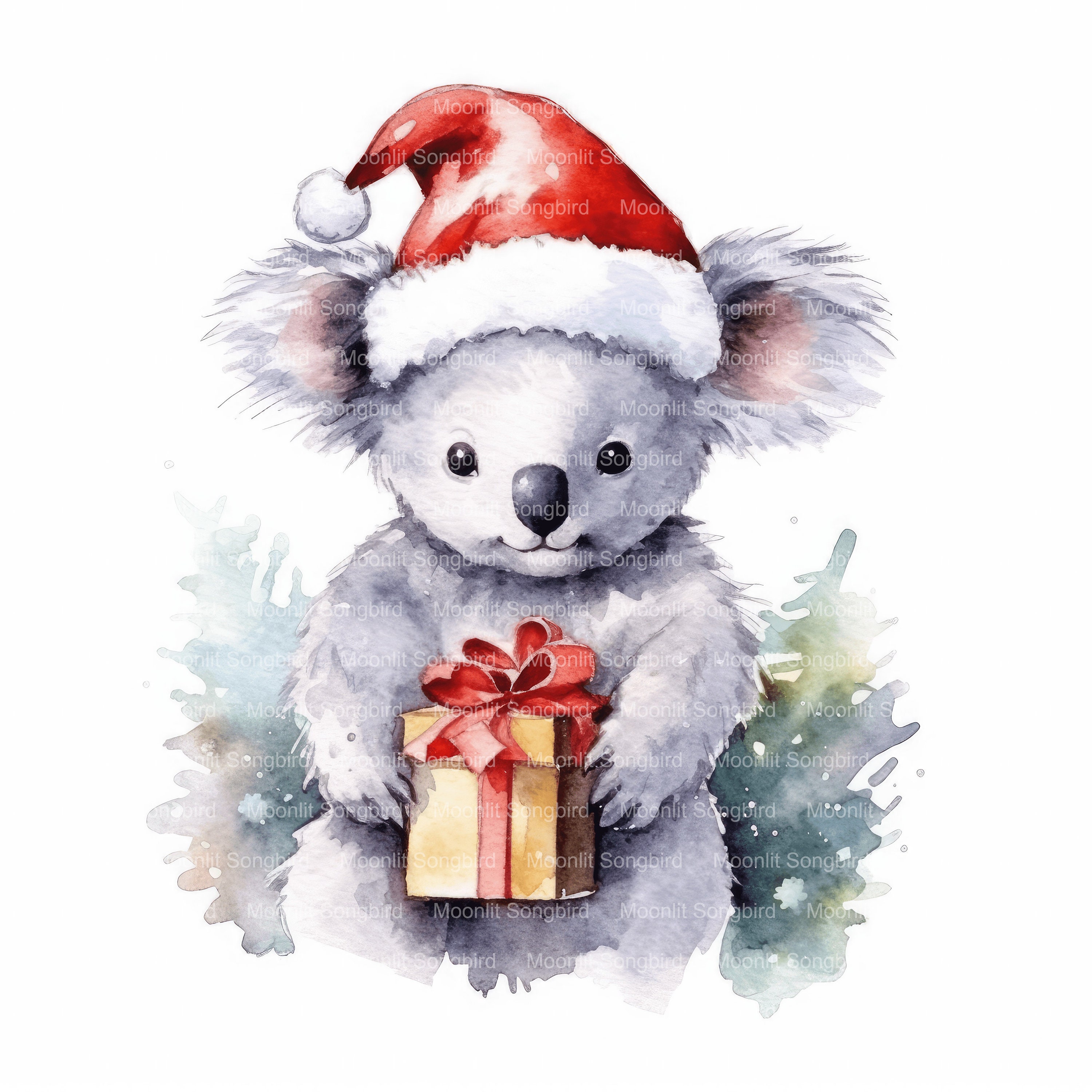 12 Christmas Koala Clipart, Digital Download, Printable Watercolor ...