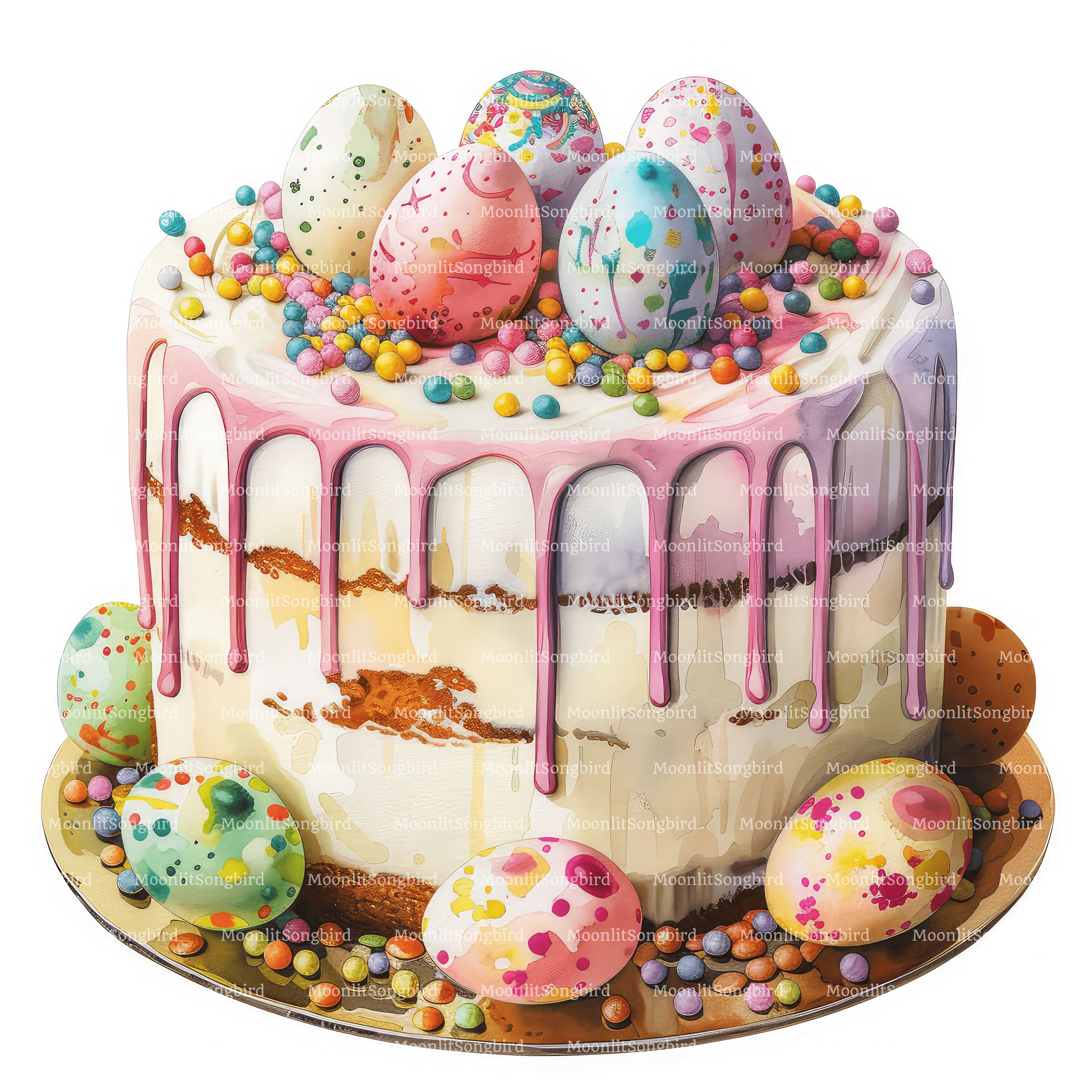 12 Easter Cake Clipart, Digital Download, Printable Watercolor Clipart ...