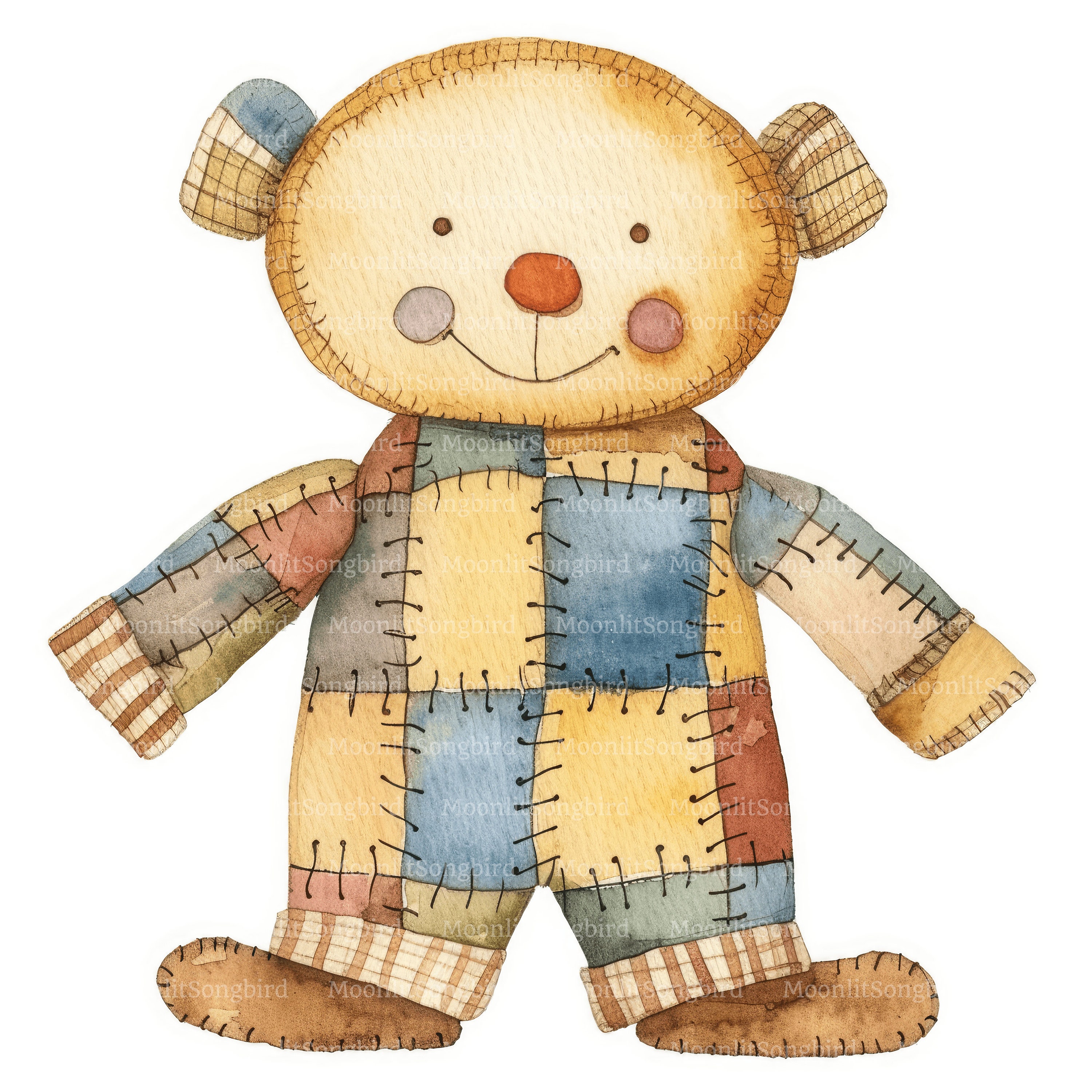 11 Patchwork Doll Clipart, Digital Download, Printable Watercolor ...