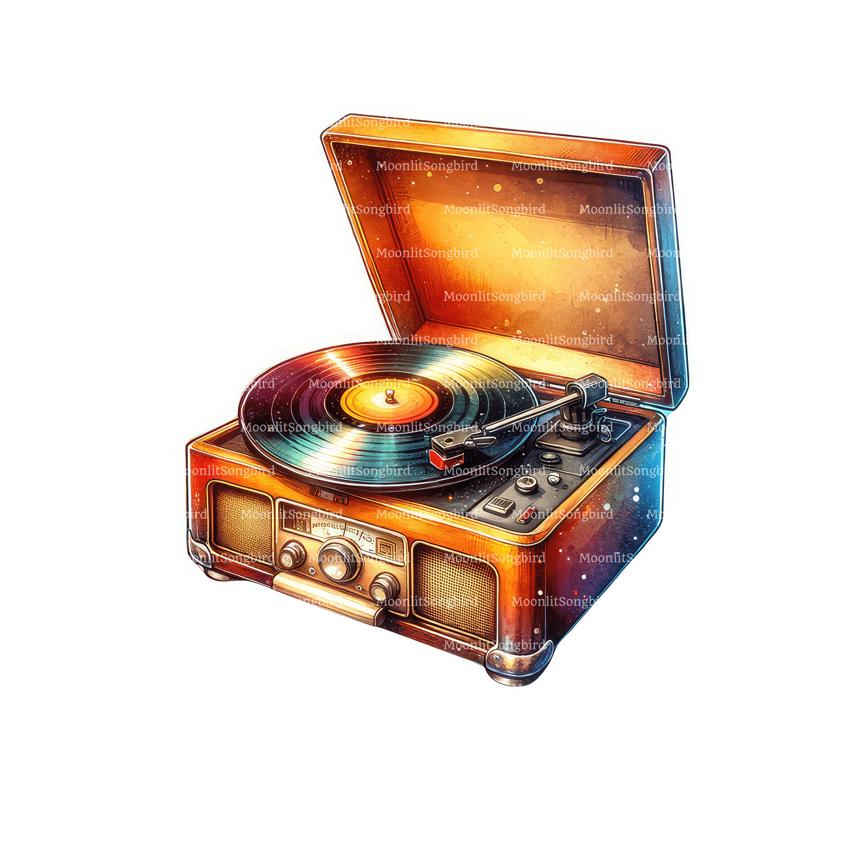 10 Vintage Record Players Clipart, Digital Download, Printable ...