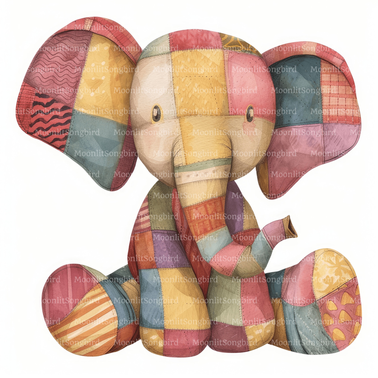 14 Patchwork Elephant Clipart, Digital Download, Printable Watercolor ...