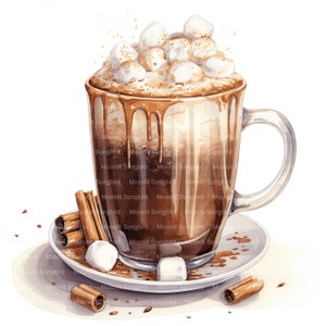 10 Hot Chocolate With Marshmallows Clipart, Digital Download, Printable ...