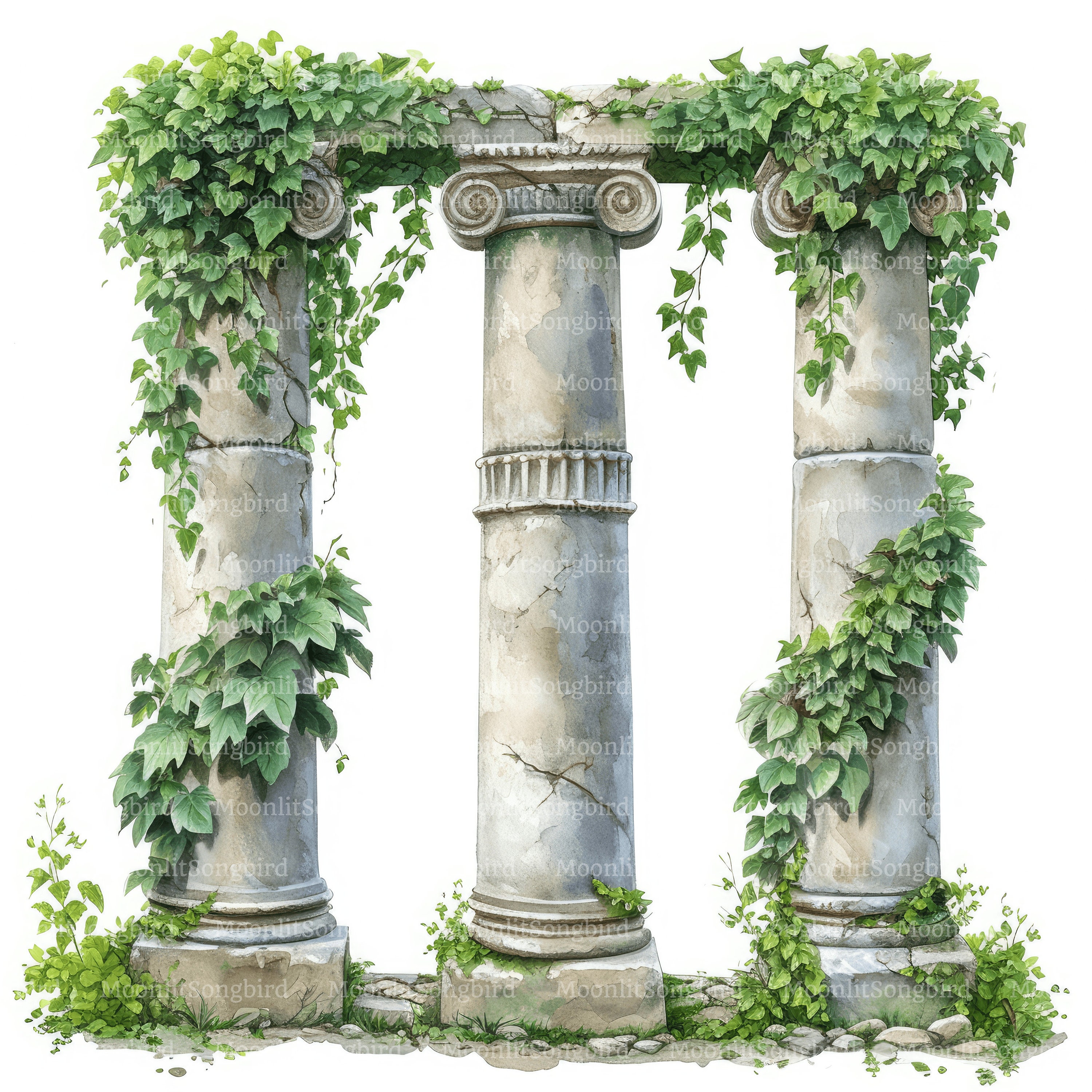 12 Greek Pillars With Vine Leaves Clipart, Digital Download, Printable ...