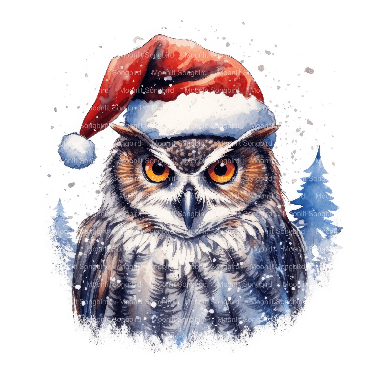 16 Christmas Owl Clipart, Digital Download, Printable Cute Watercolor ...