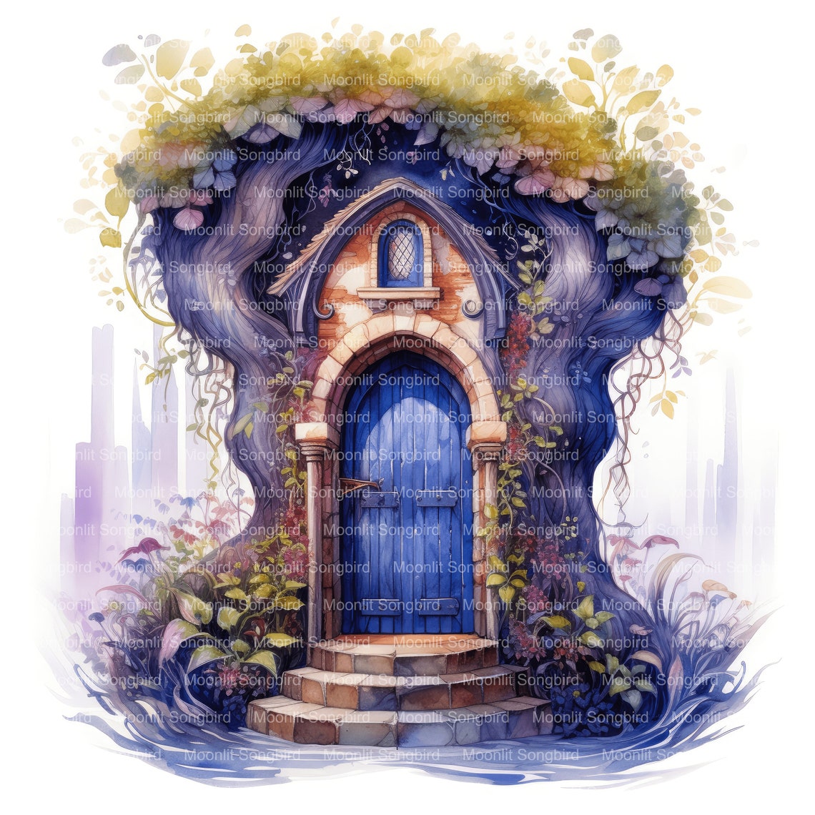 11 Magical Fairy Doors Clipart, Digital Download, Printable Watercolor ...