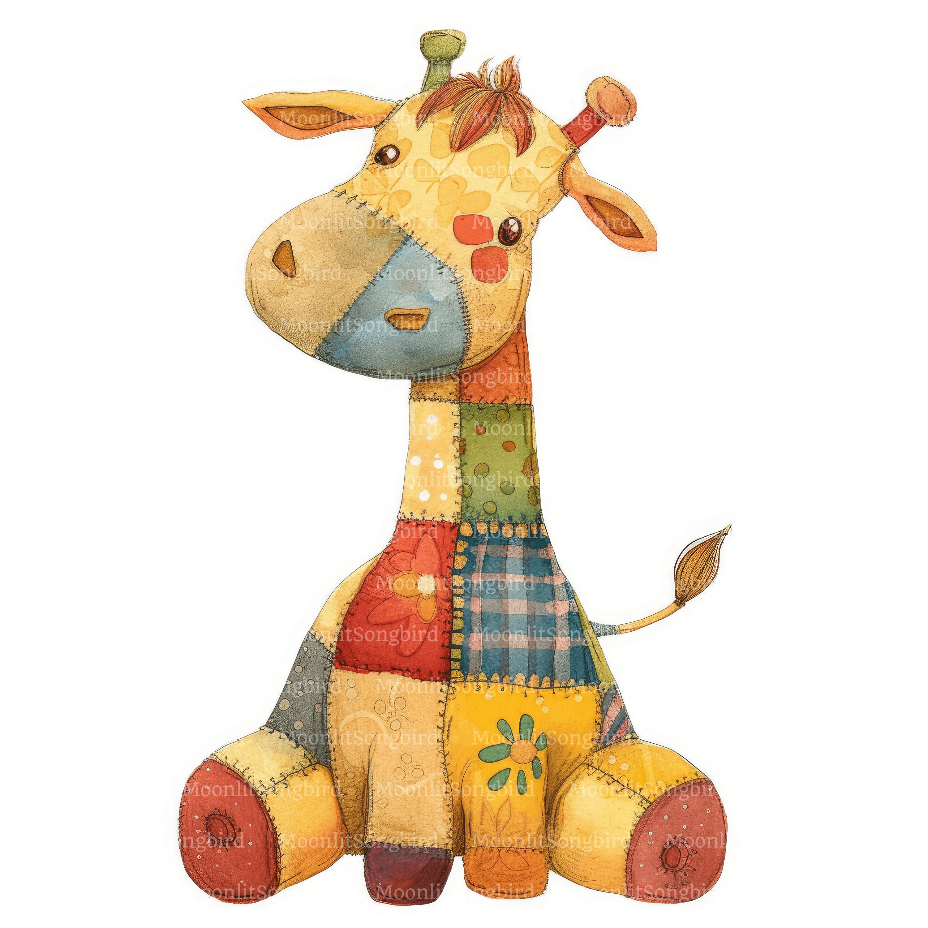 16 Patchwork Giraffe Clipart, Digital Download, Printable Watercolor Clipart, Paper Crafts ...