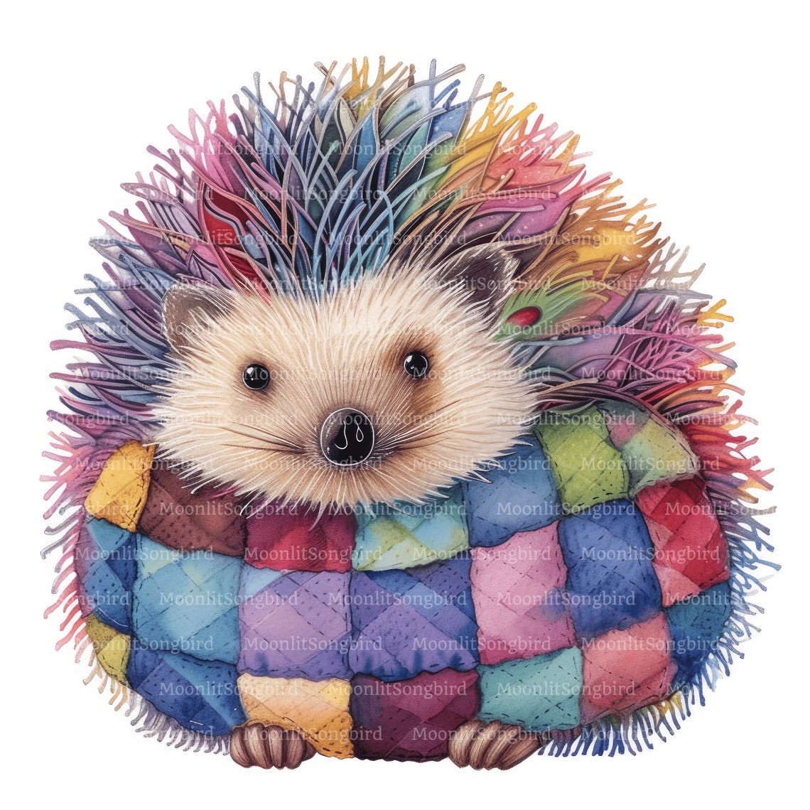9 Patchwork Hedgehog Clipart, Digital Download, Printable Watercolor Clipart, Paper Crafts ...