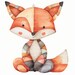 16 Patchwork Fox Clipart, Digital Download, Printable Watercolor ...