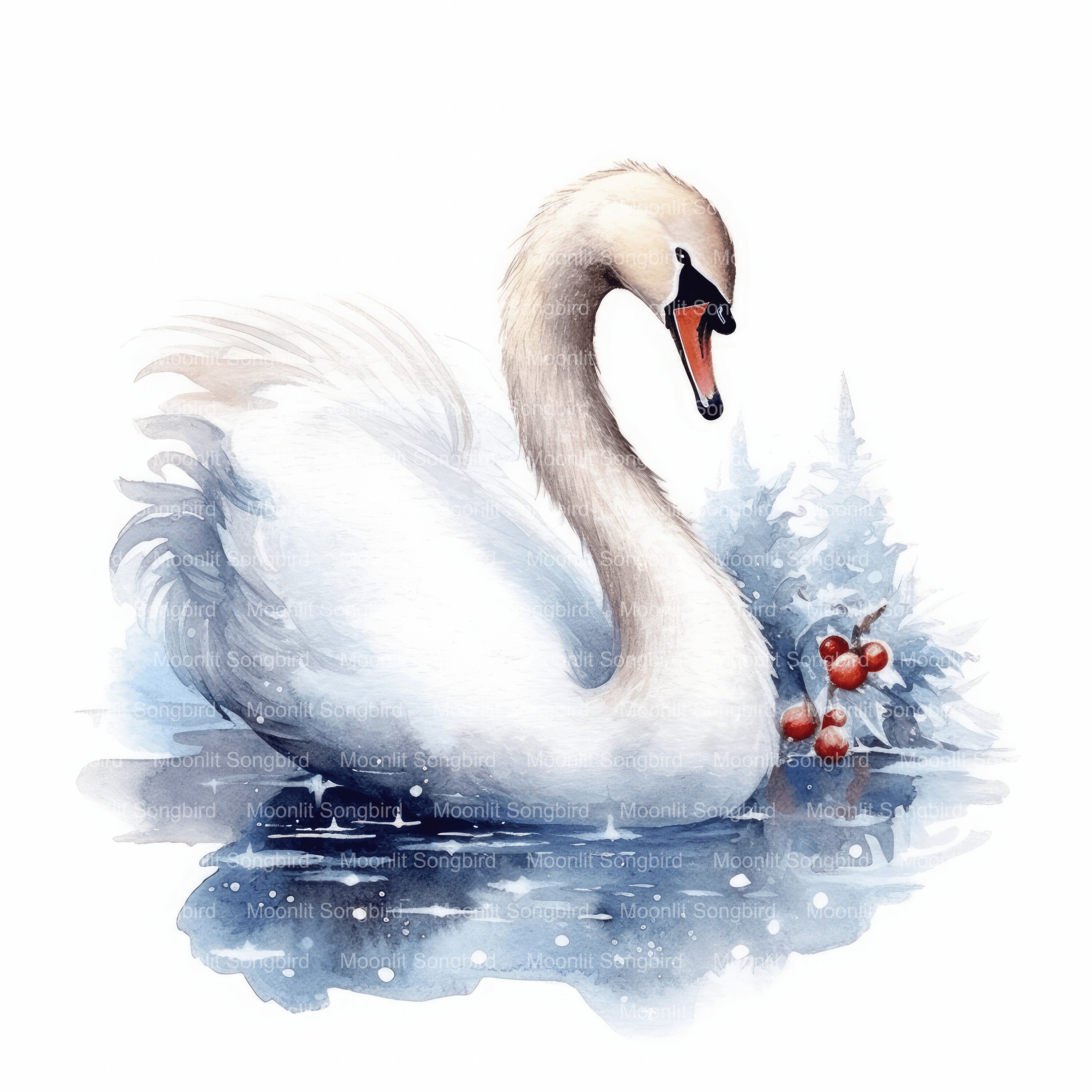 12 Christmas Swan Clipart Digital Download Printable - Etsy