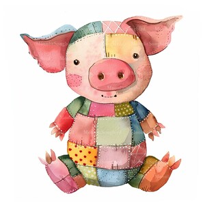 10 Patchwork Pig Clipart (images Only!) Digital Download, Printable ...