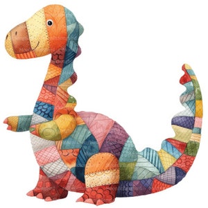 11 Patchwork Dinosaur Clipart, Digital Download, Printable Watercolor Clipart, Paper Crafts ...
