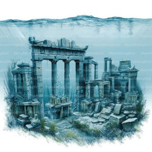 11 Atlantis Underwater City Clipart, Digital Download, Printable ...