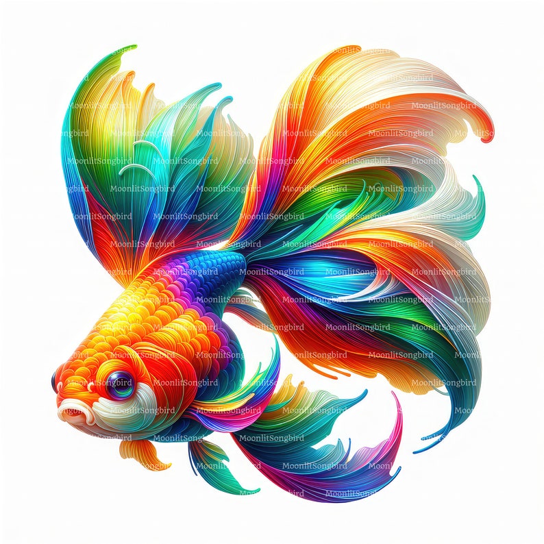 10 Rainbow Goldfish Clipart, Digital Download, Printable Watercolor ...