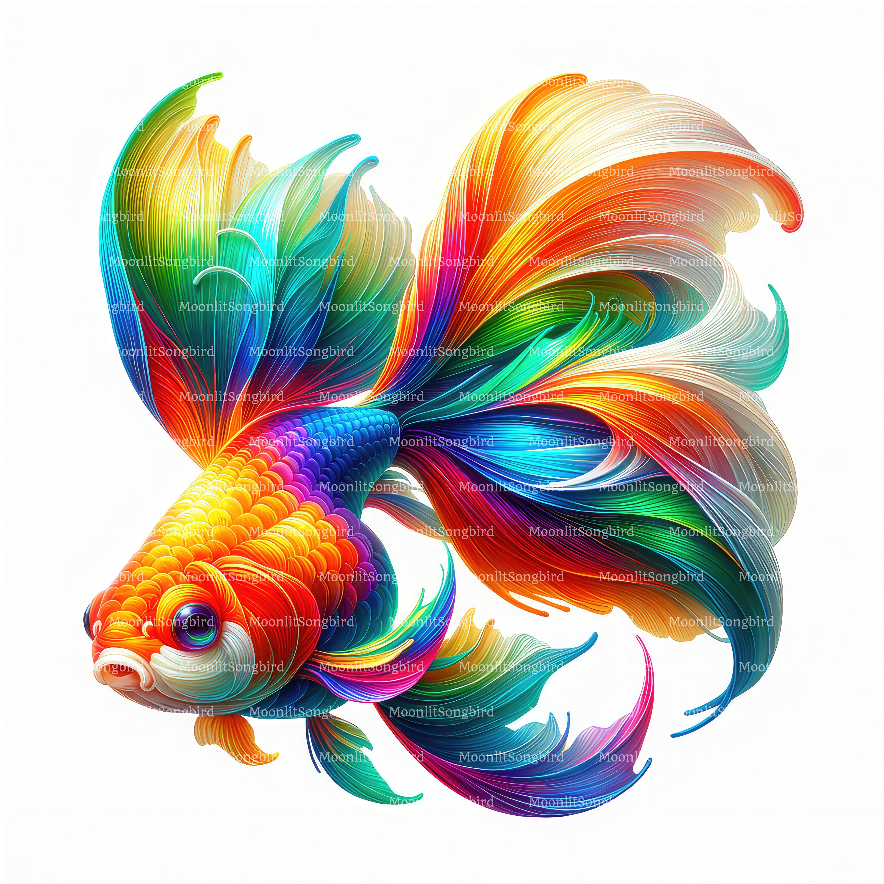 10 Rainbow Goldfish Clipart, Digital Download, Printable Watercolor ...