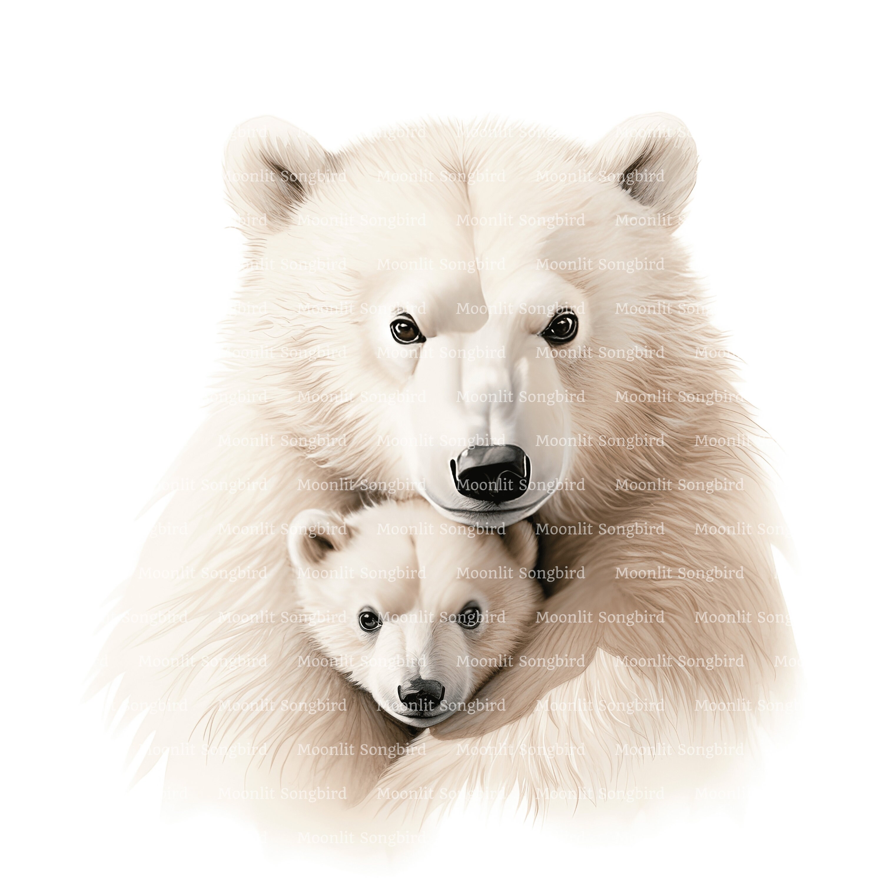 12 Polar Bear Mother and Baby Clipart, Digital Download, Printable ...