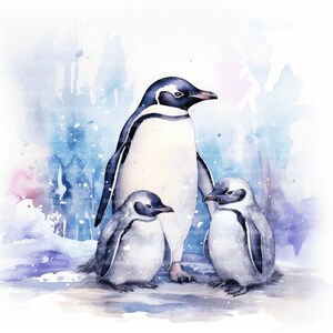 10 Penguin Family in Winter Clipart, Digital Download, Printable ...