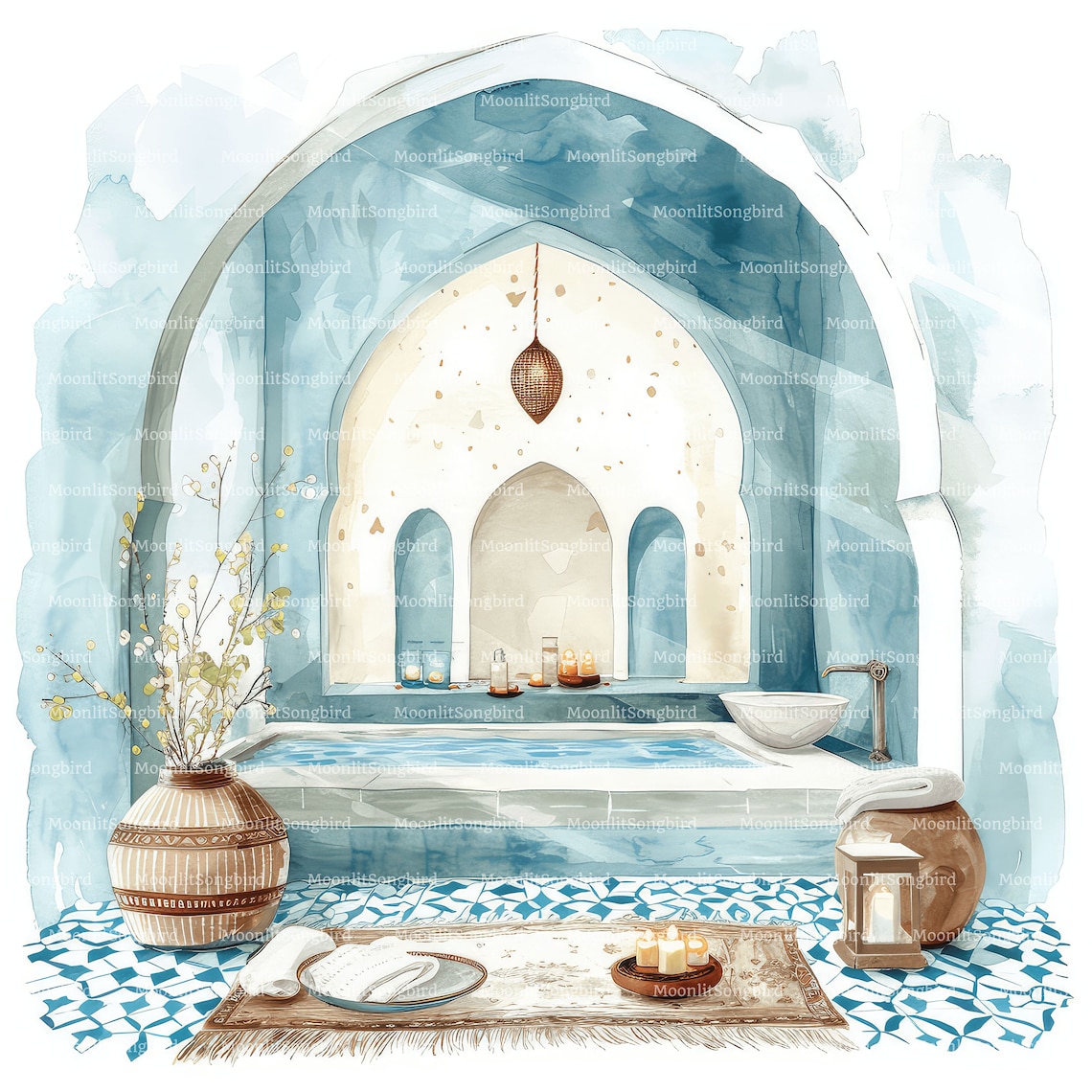 14 Hammam Clipart, Digital Download, Printable Watercolor Clipart ...