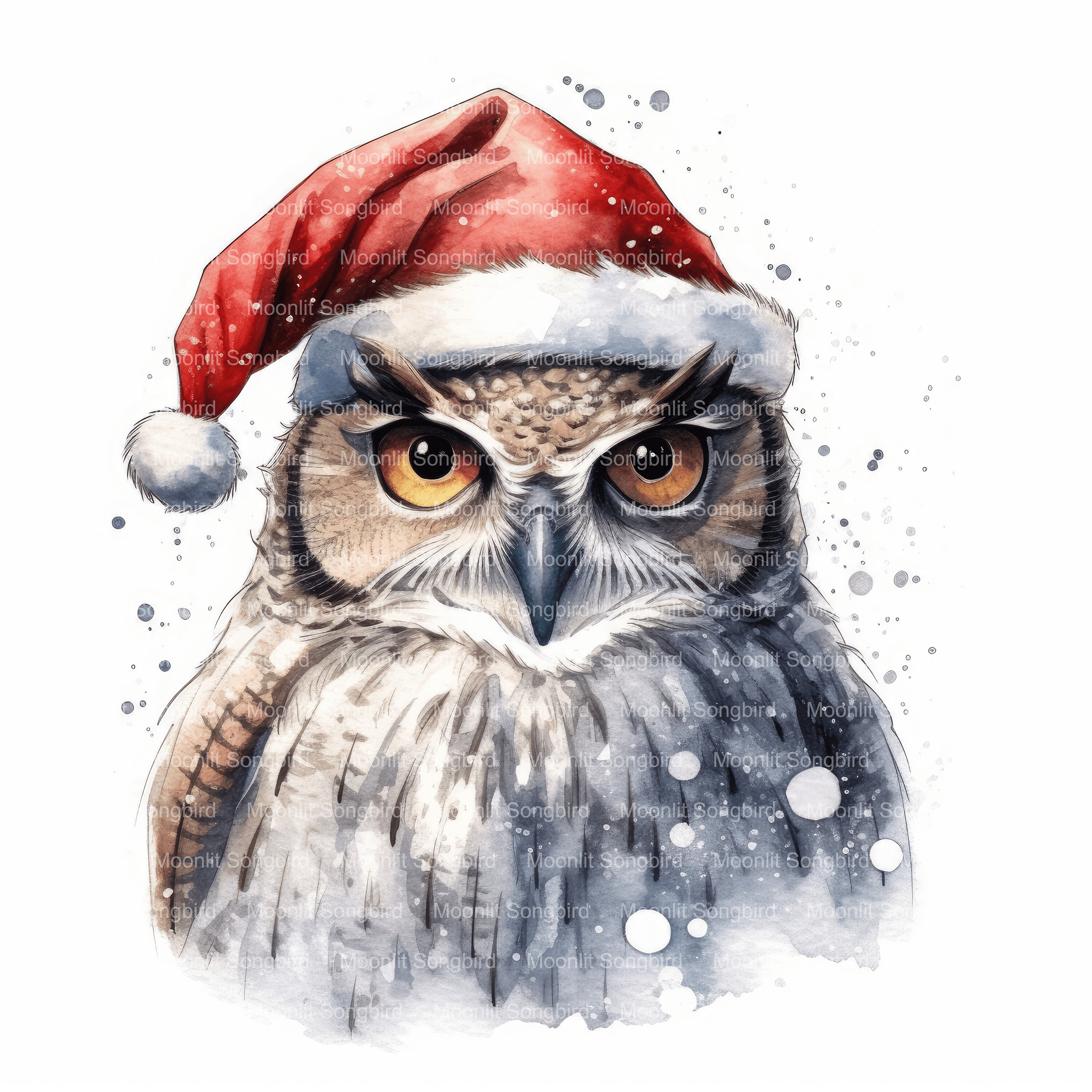 16 Christmas Owl Clipart, Digital Download, Printable Cute Watercolor ...
