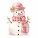 15 Pink Snowman Clipart, Digital Download, Printable Winter Watercolor ...