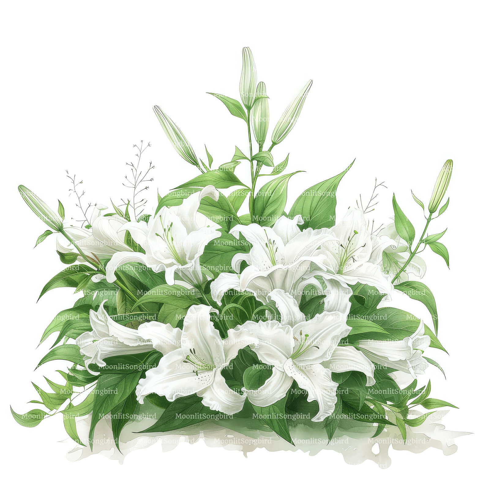 10 White Funeral Flowers Clipart, Digital Download, Printable ...