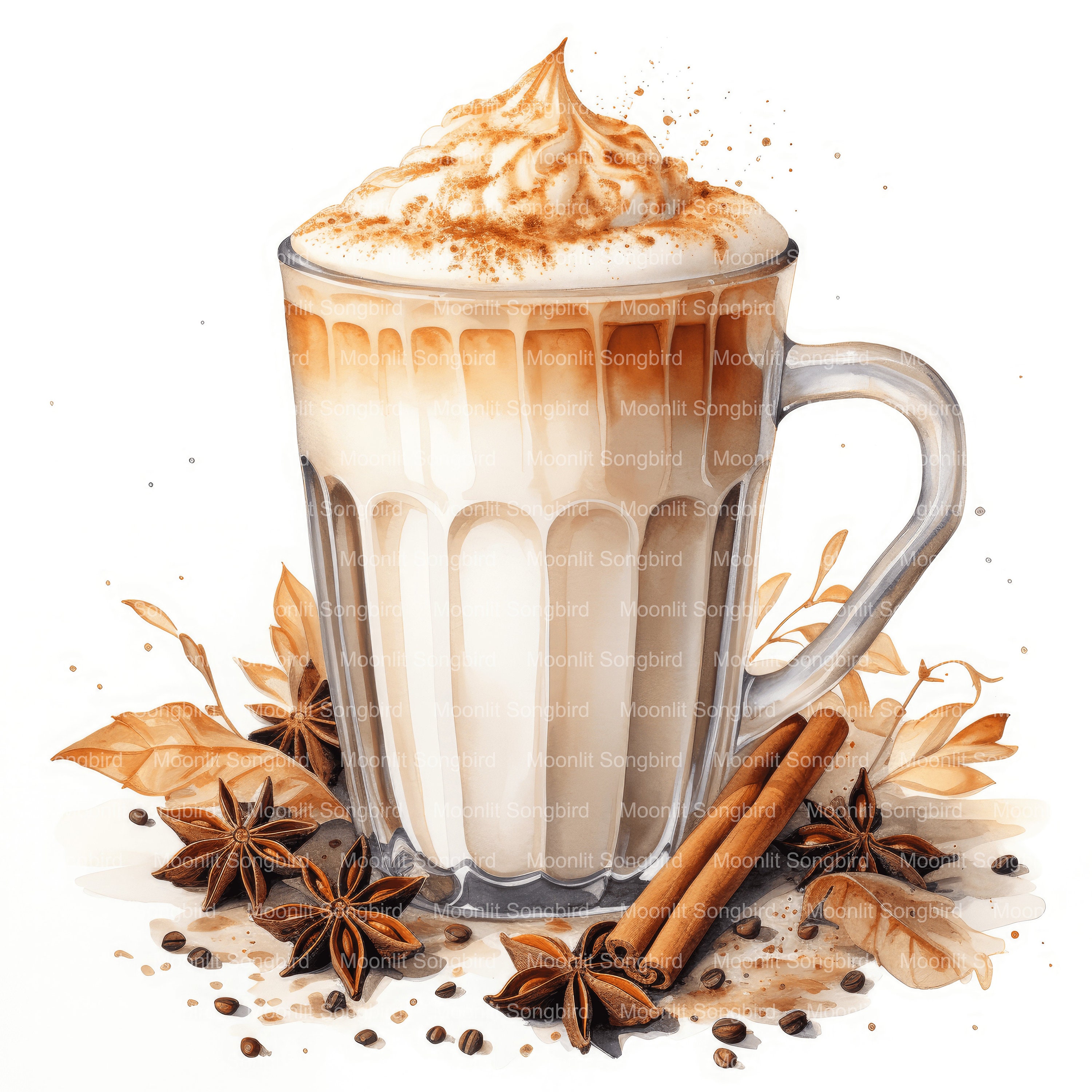 14 Chai Latte Clipart, Digital Download, Printable Watercolor Drinks ...