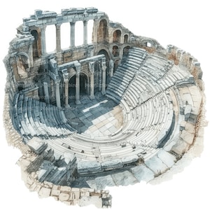 12 Amphitheater Clipart, Digital Download, Printable Watercolor Clipart ...