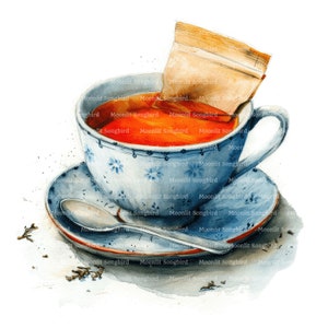 12 Cup of Tea With Tea Bag Clipart, Digital Download, Printable ...