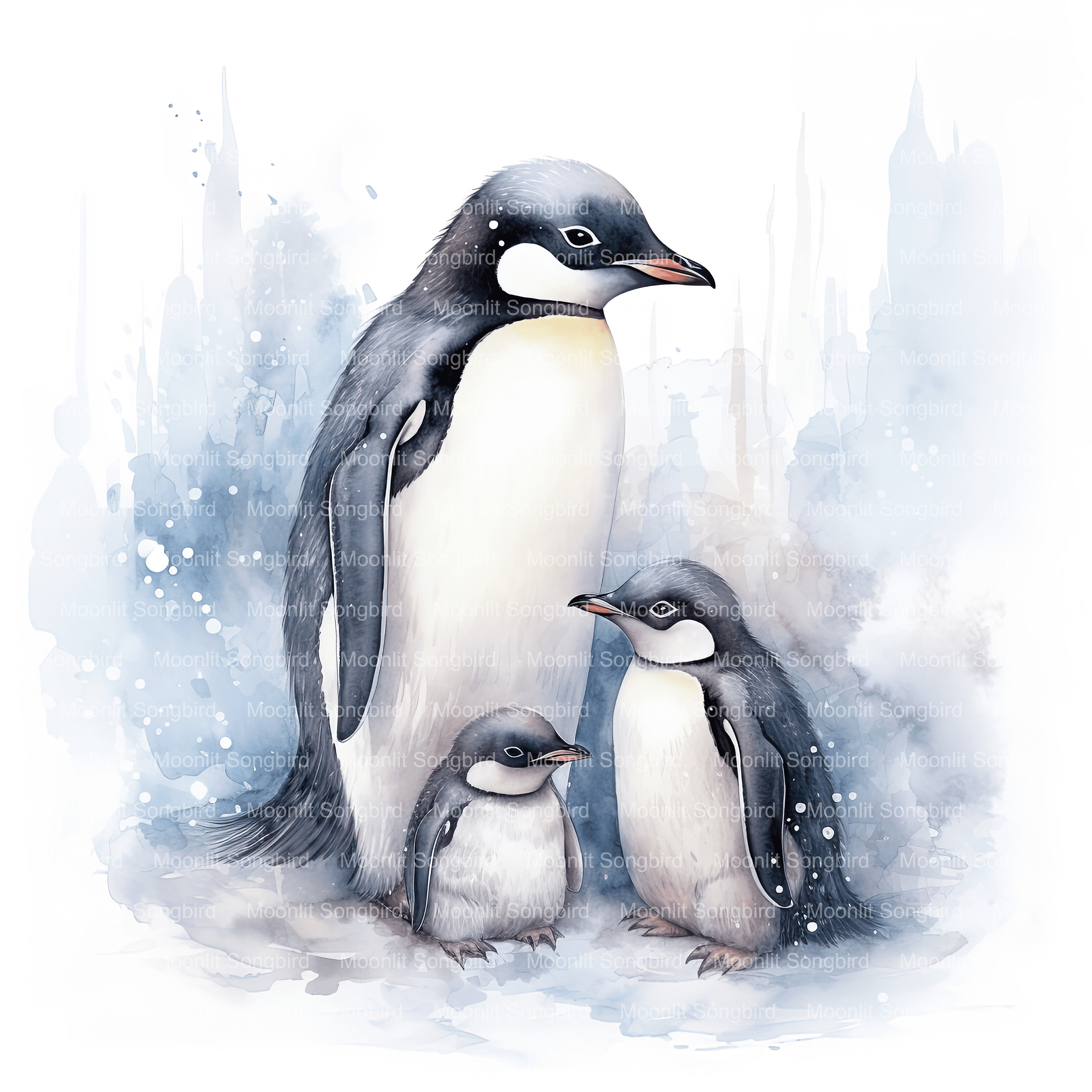 10 Penguin Family in Winter Clipart, Digital Download, Printable ...