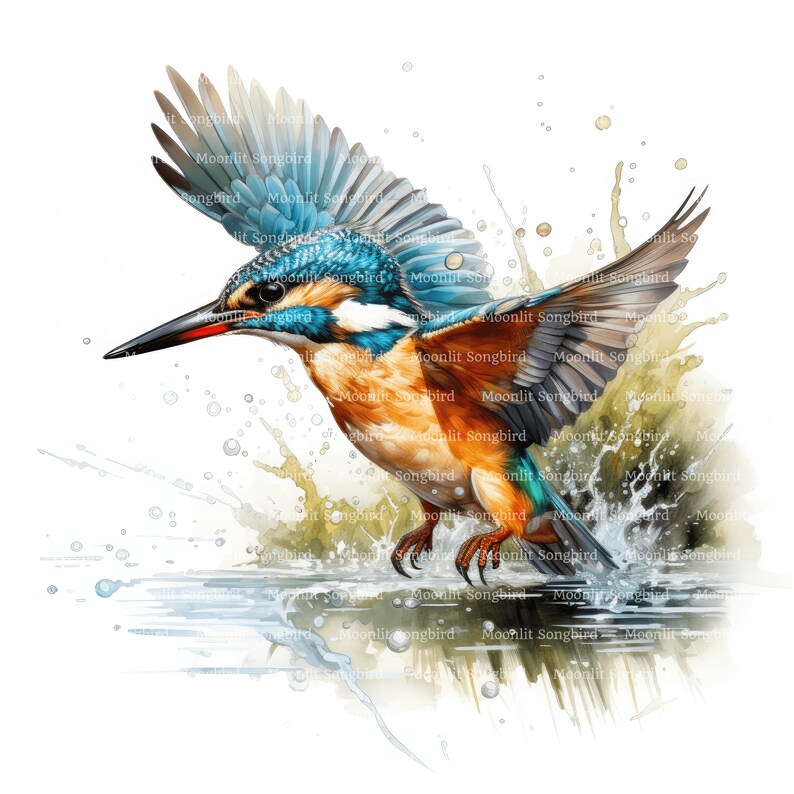 12 Kingfisher Hunting Clipart, Digital Download, Printable Watercolor ...