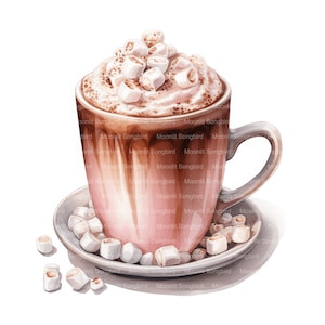 10 Hot Chocolate With Marshmallows Clipart, Digital Download, Printable ...