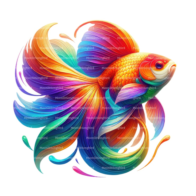 Rainbow Goldfish Watercolor Clipart, Printable Fish Art (digital ...