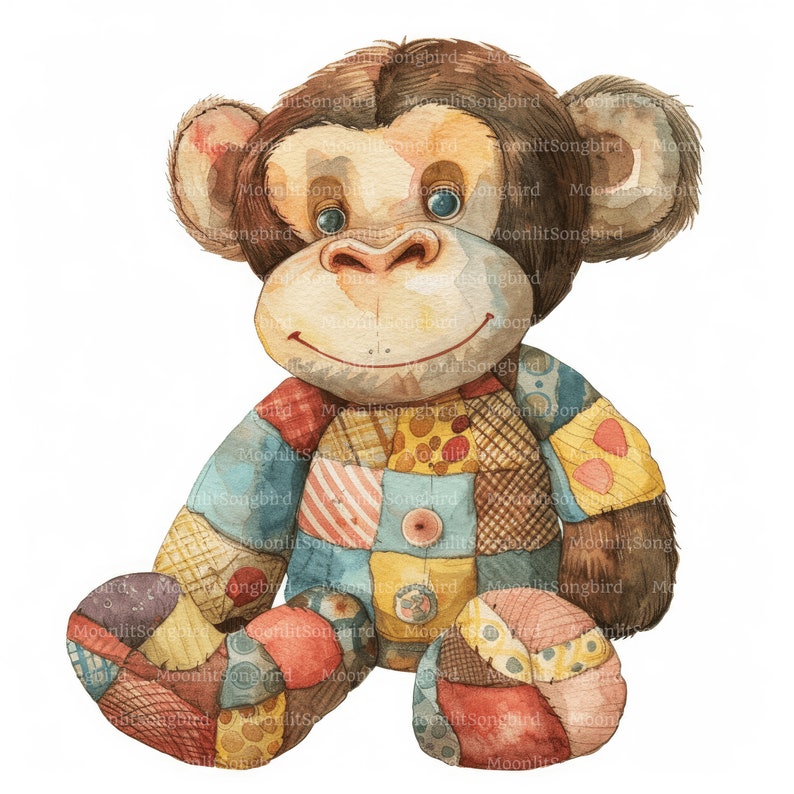 14 Patchwork Monkey Clipart (images Only!) Digital Download, Printable ...