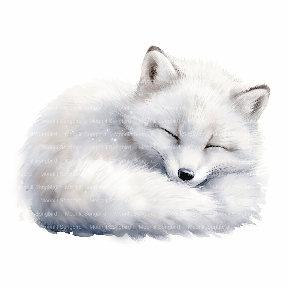 12 Polar Fox in Snow Clipart, Digital Download, Printable Watercolor ...